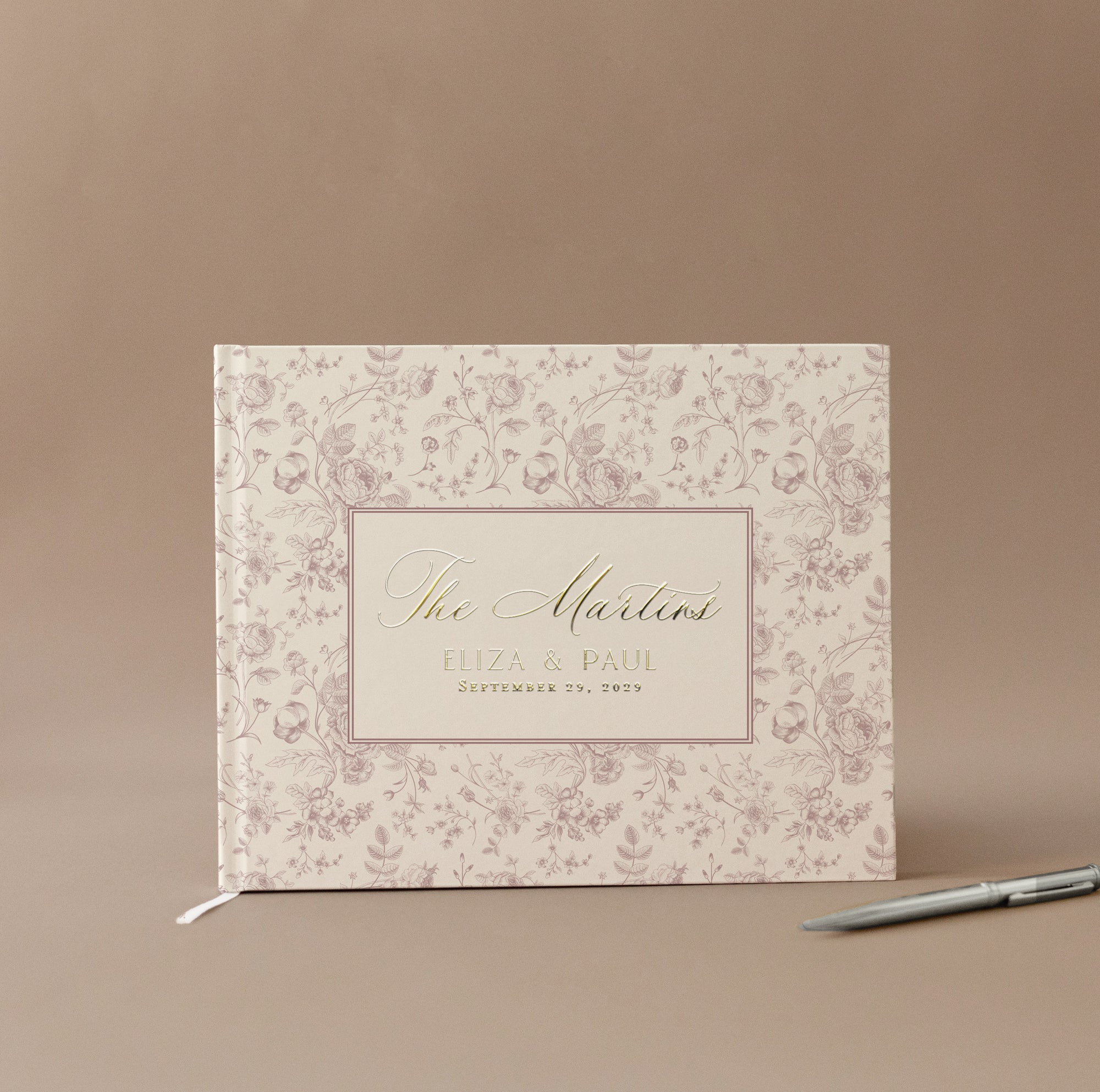 Personalized French Floral Toile Wedding Guest Book
