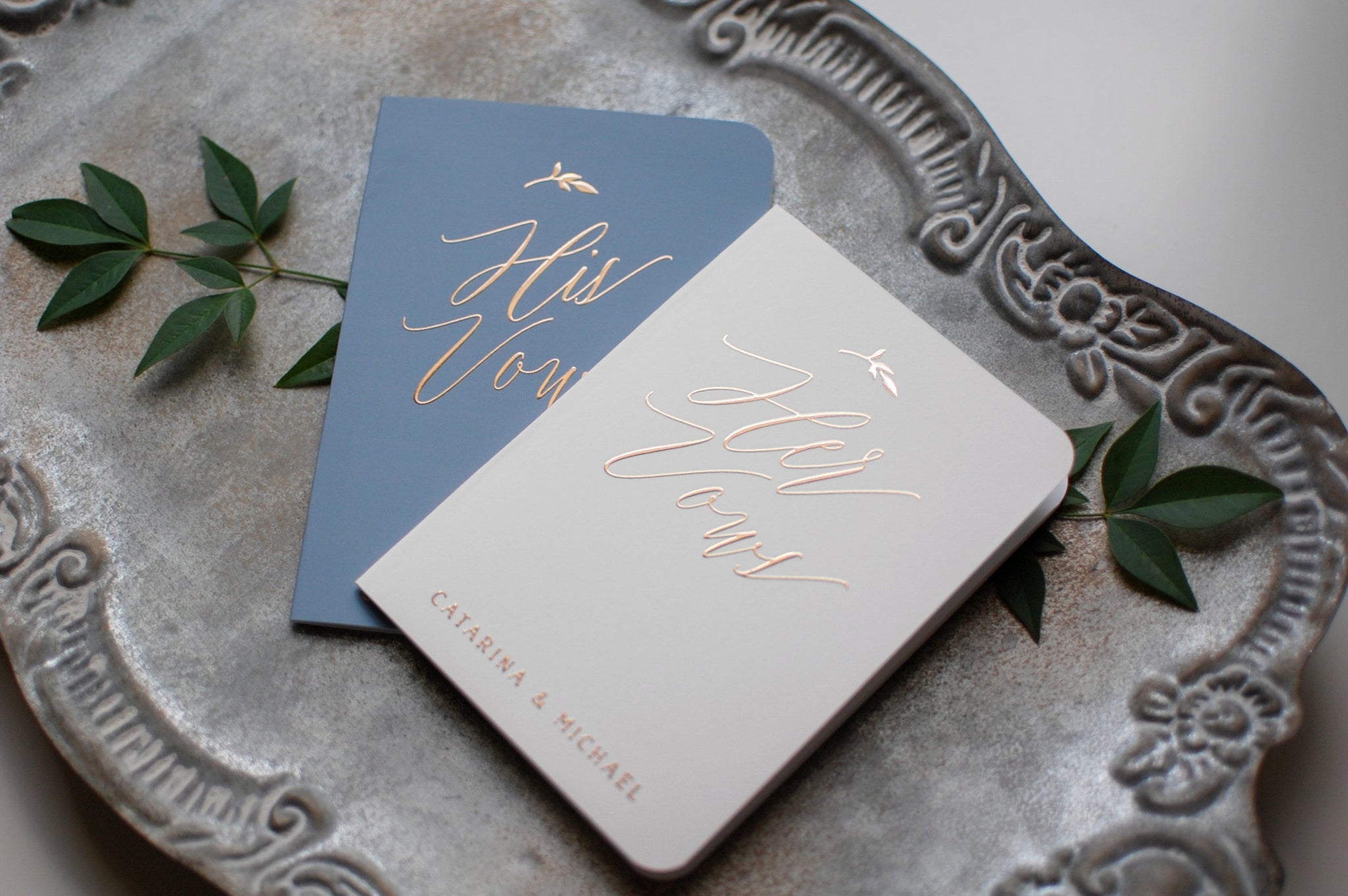 Personalized Wedding Vow Books, Custom Wedding Vow Booklets, Dusty Blu